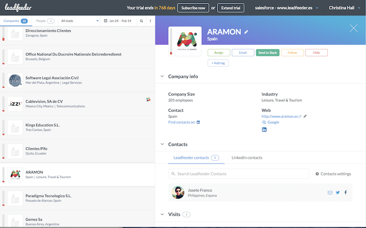 Slack Integration | Leadfeeder