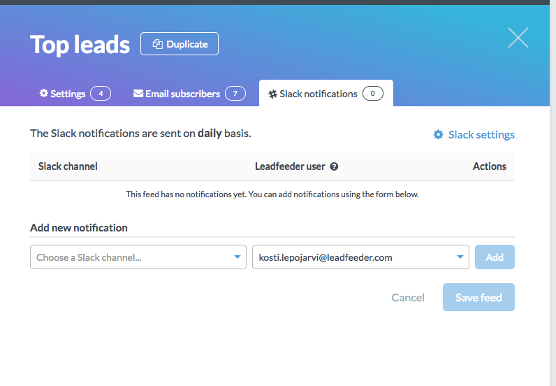 Slack Integration | Leadfeeder