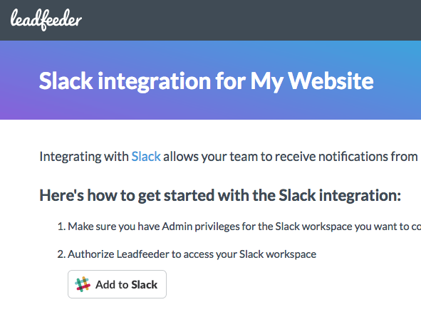 Slack Integration | Leadfeeder
