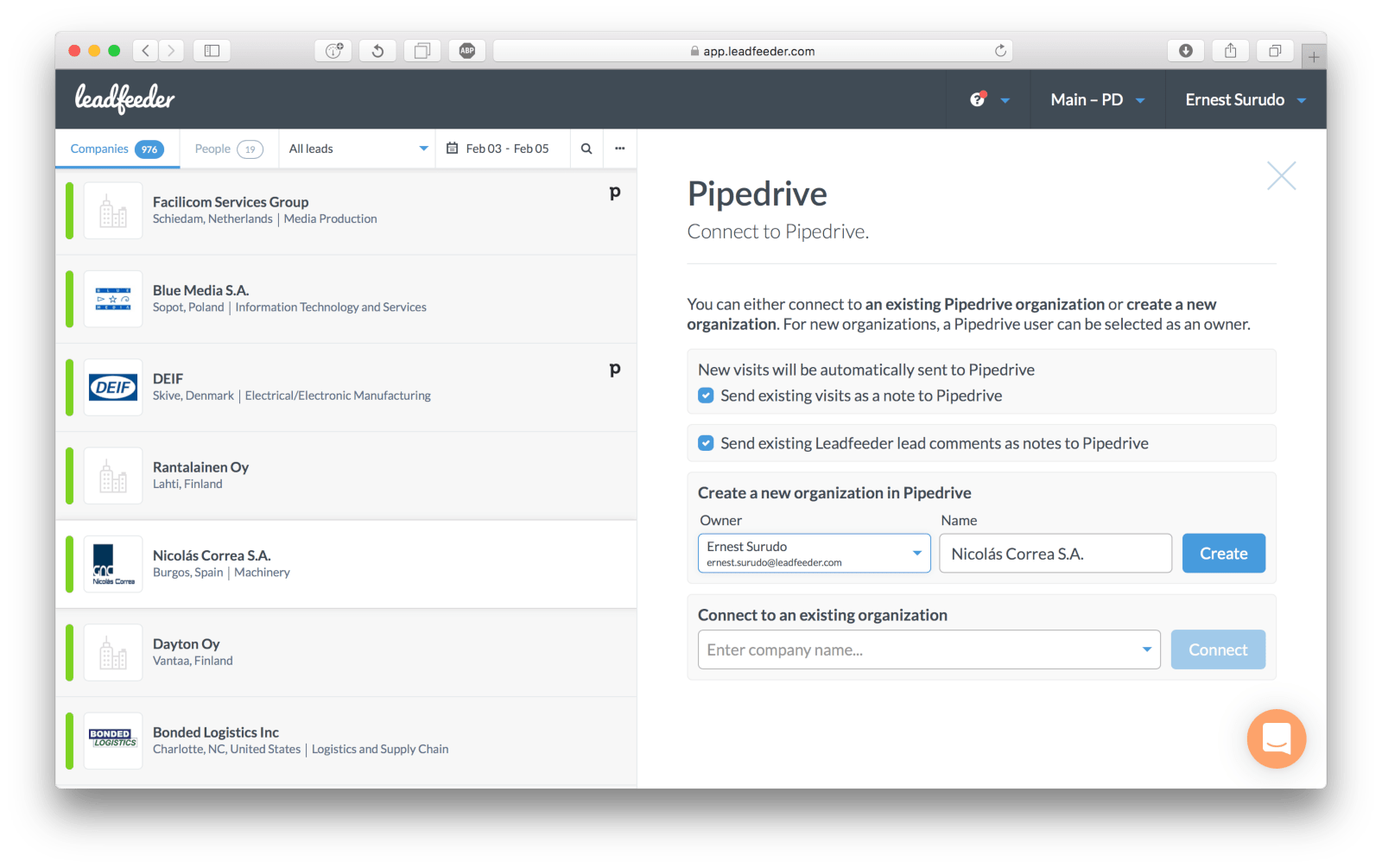 Pipedrive Integration | Leadfeeder