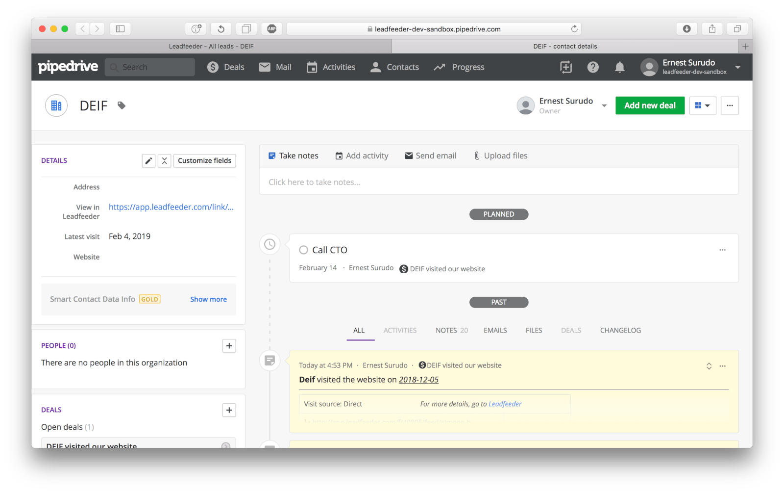 Pipedrive Integration | Leadfeeder