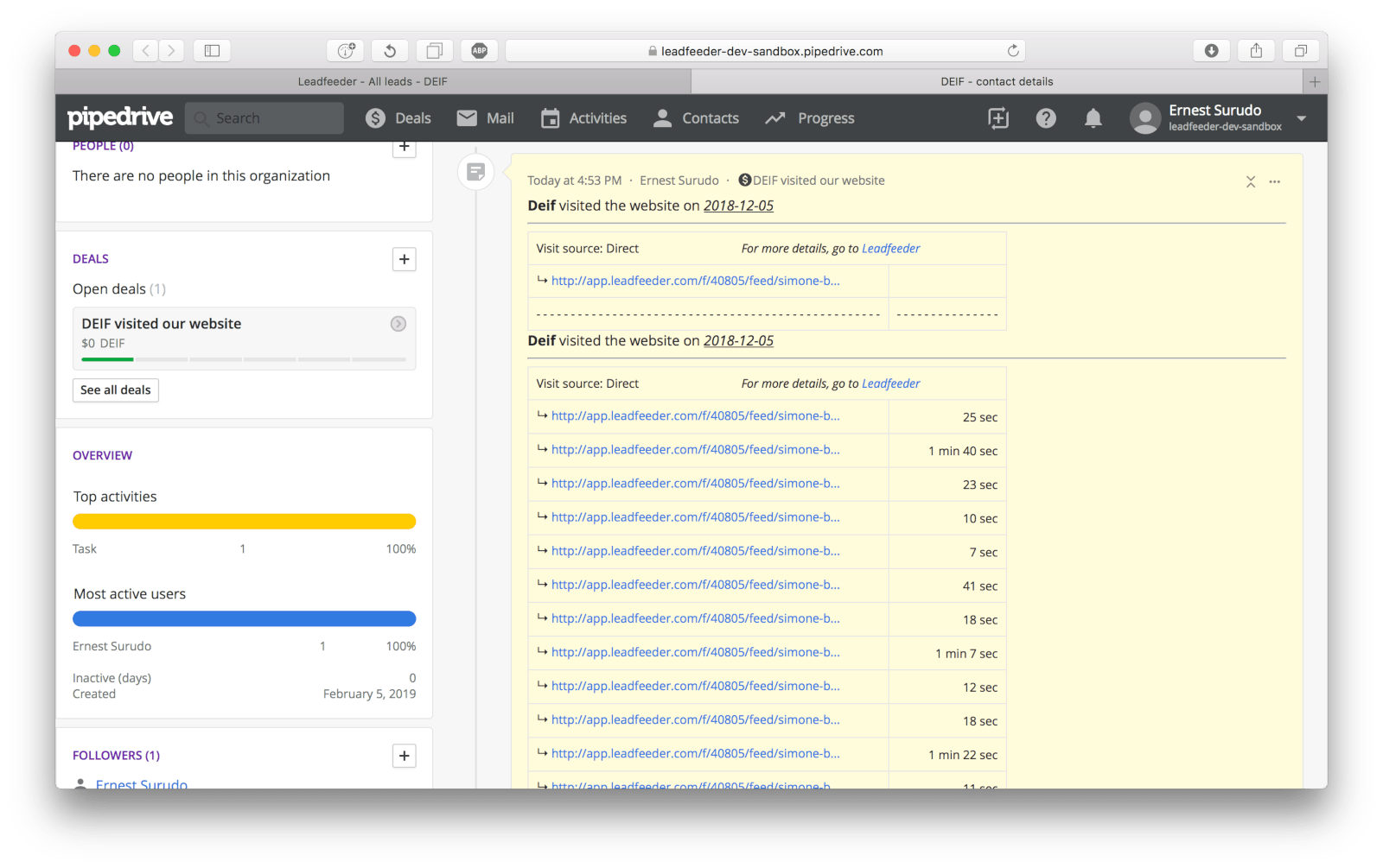 Pipedrive Integration | Leadfeeder