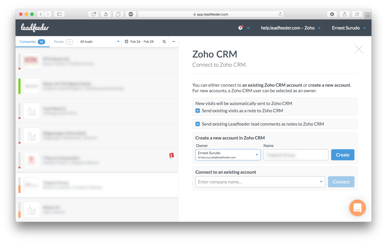 Zoho Integration | Leadfeeder
